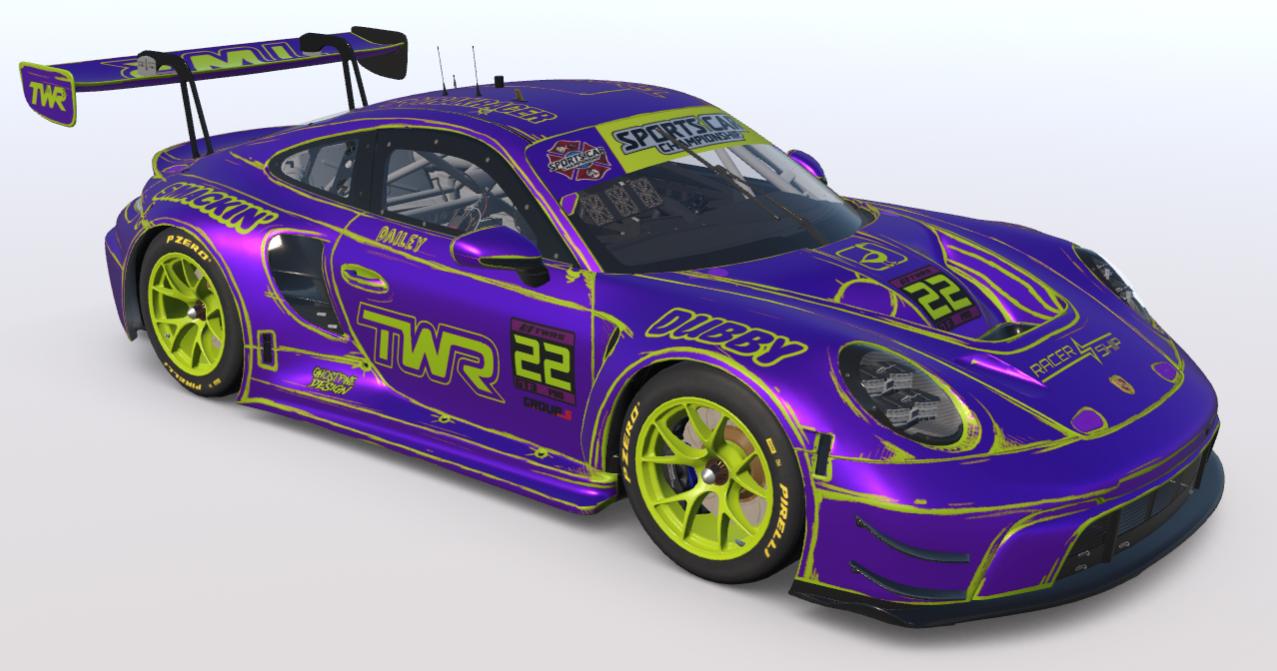 Purple and Neon GT3 Porsche by Skylar Dailey - Trading Paints