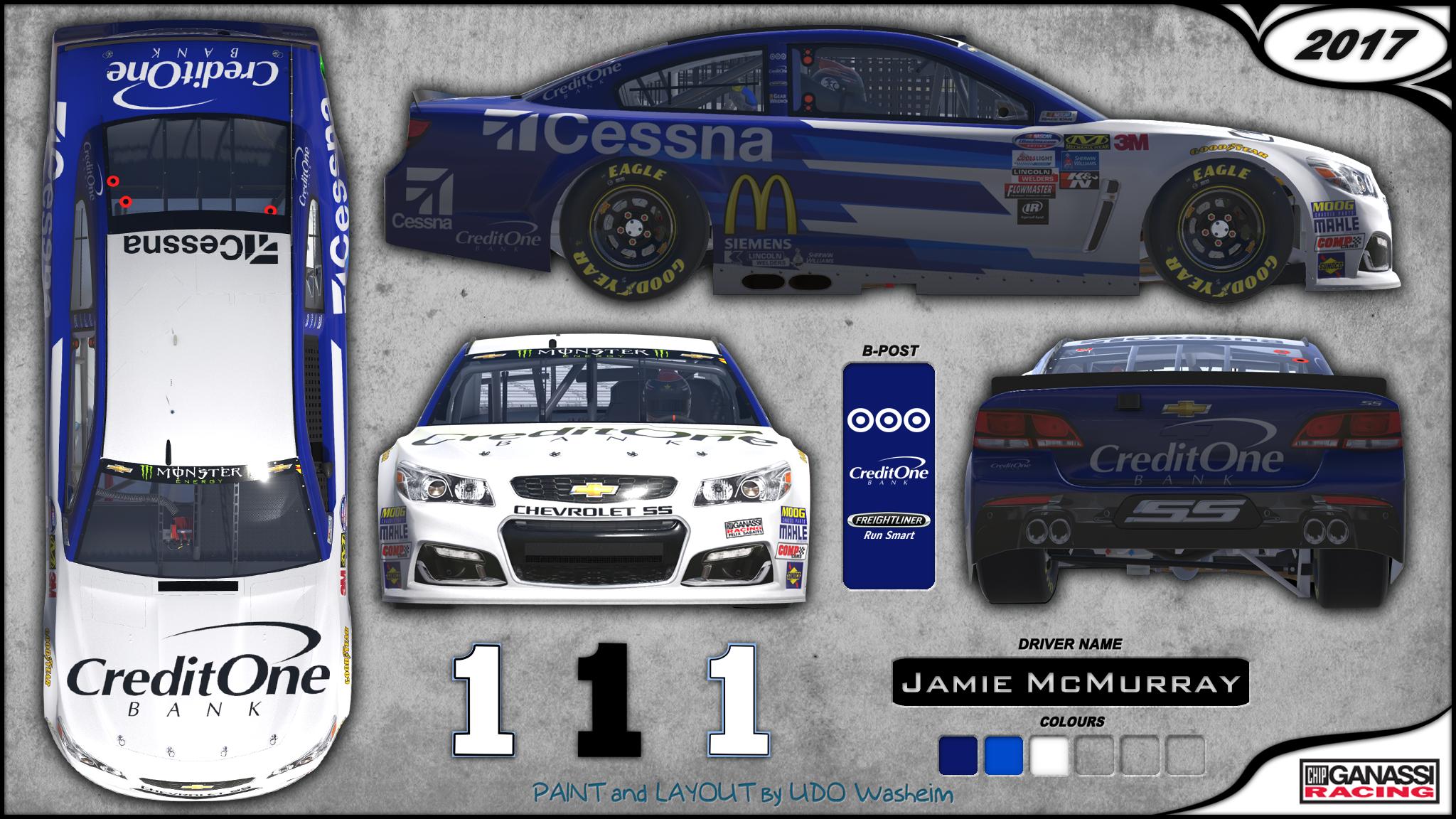 CUP #1 Jamie McMurray Credit One Bank 2017 by Udo Washeim - Trading Paints