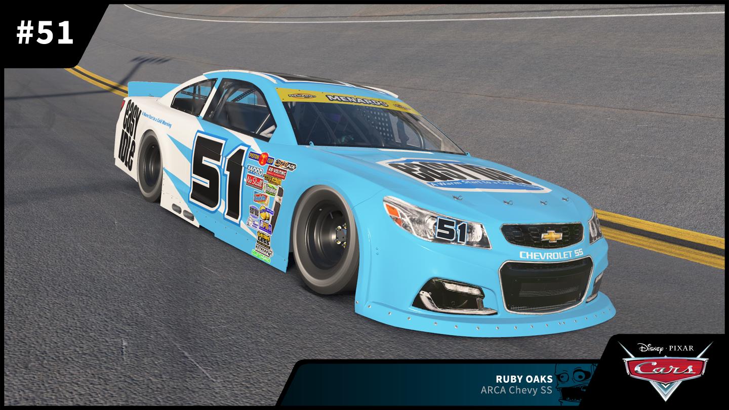 #51 Ruby Oaks Easy Idle Disney PIXAR Cars ARCA Chevy SS by Zack W Gould ...