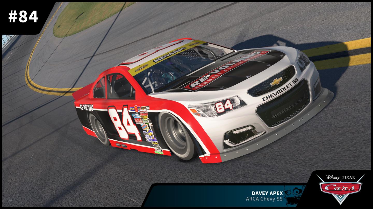 #84 Davey Apex Re-Volting Disney PIXAR Cars ARCA Chevy SS by Zack W ...