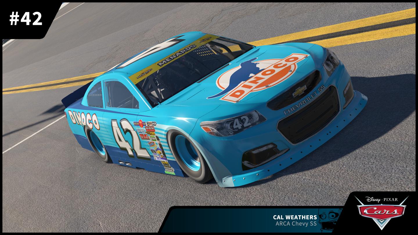 #42 Cal Weathers Dinoco Disney PIXAR Cars ARCA Chevy SS by Zack W Gould ...
