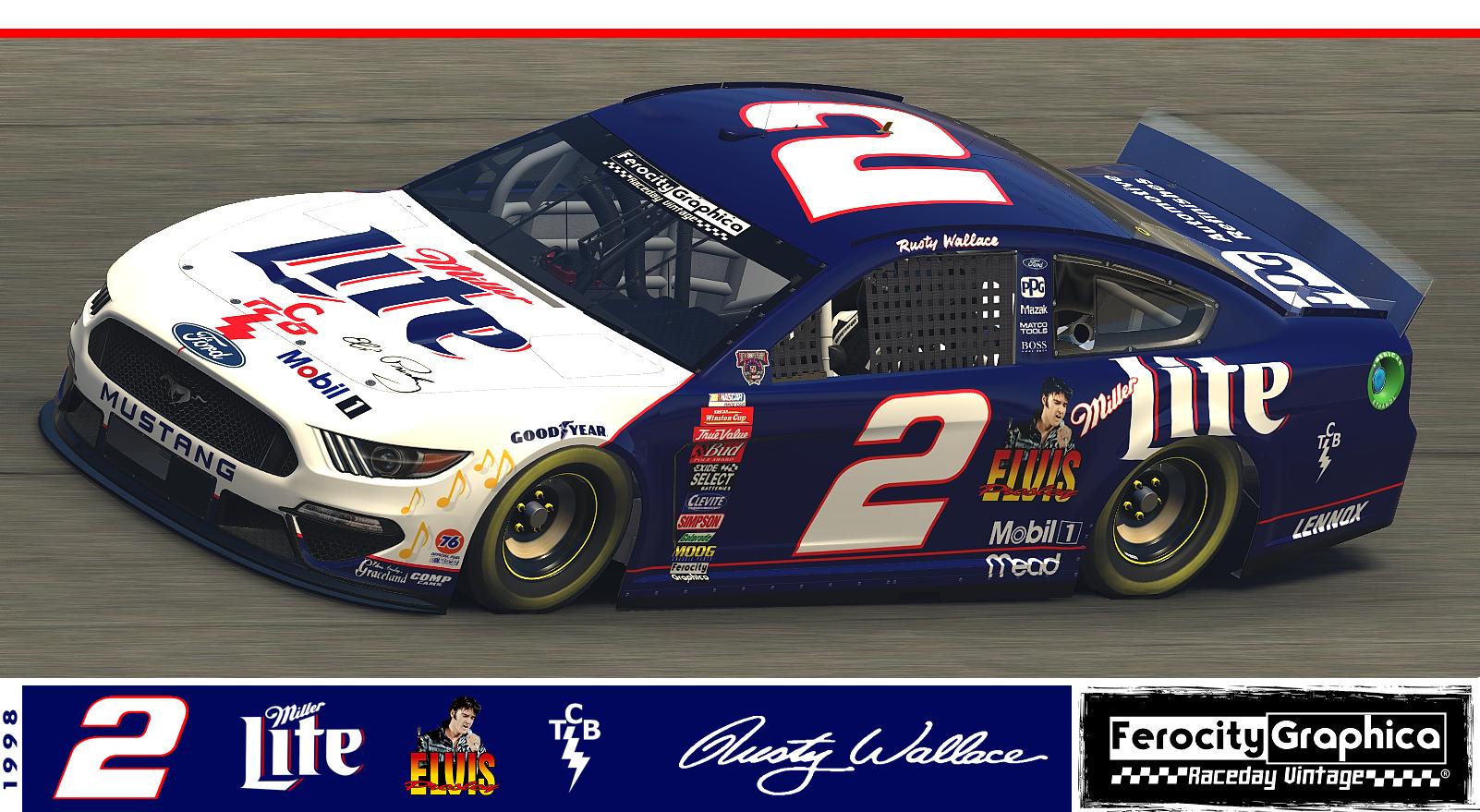 1998 #2 Rusty Wallace Miller Lite Elvis TCB Ford Winston Cup by Scott ...