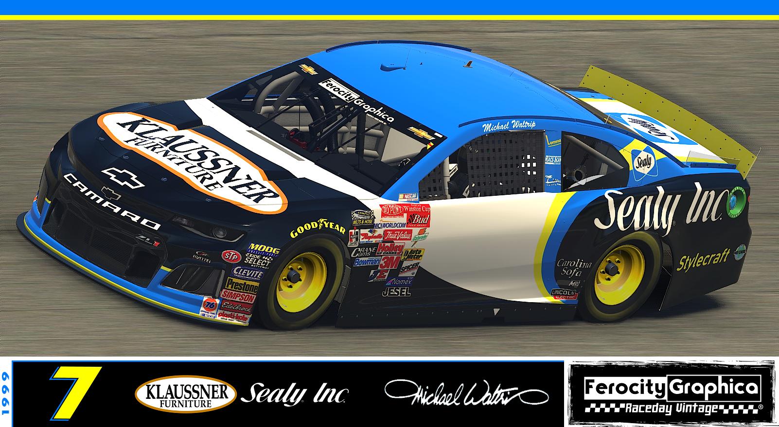 1999 #7 Michael Waltrip Klaussner / Sealy Chevy Winston Cup (NO Numbers ...
