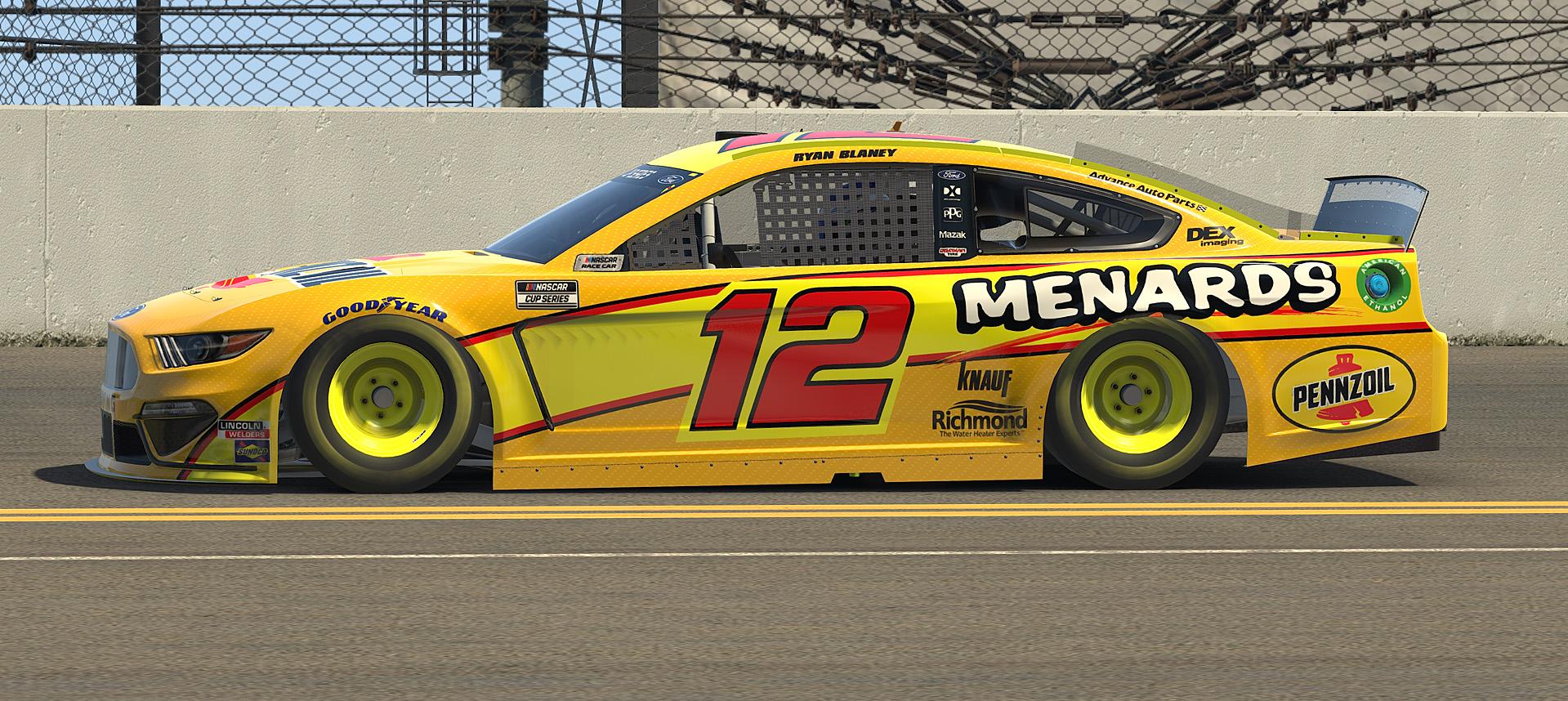 Fictional #12 - Ryan Blaney - Pennzoil/Menards FordMustang - 2020 ...