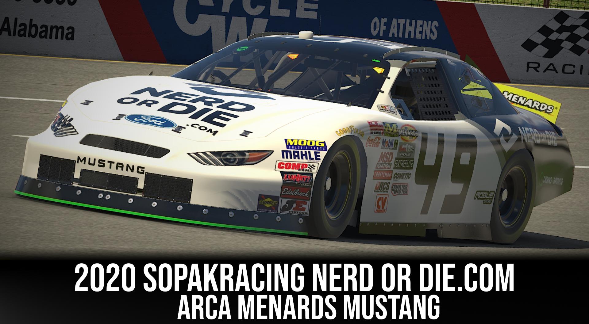 2020 SopakRacing Nerd or Die.com ARCA Menards Mustang by Hunter Sopak ...