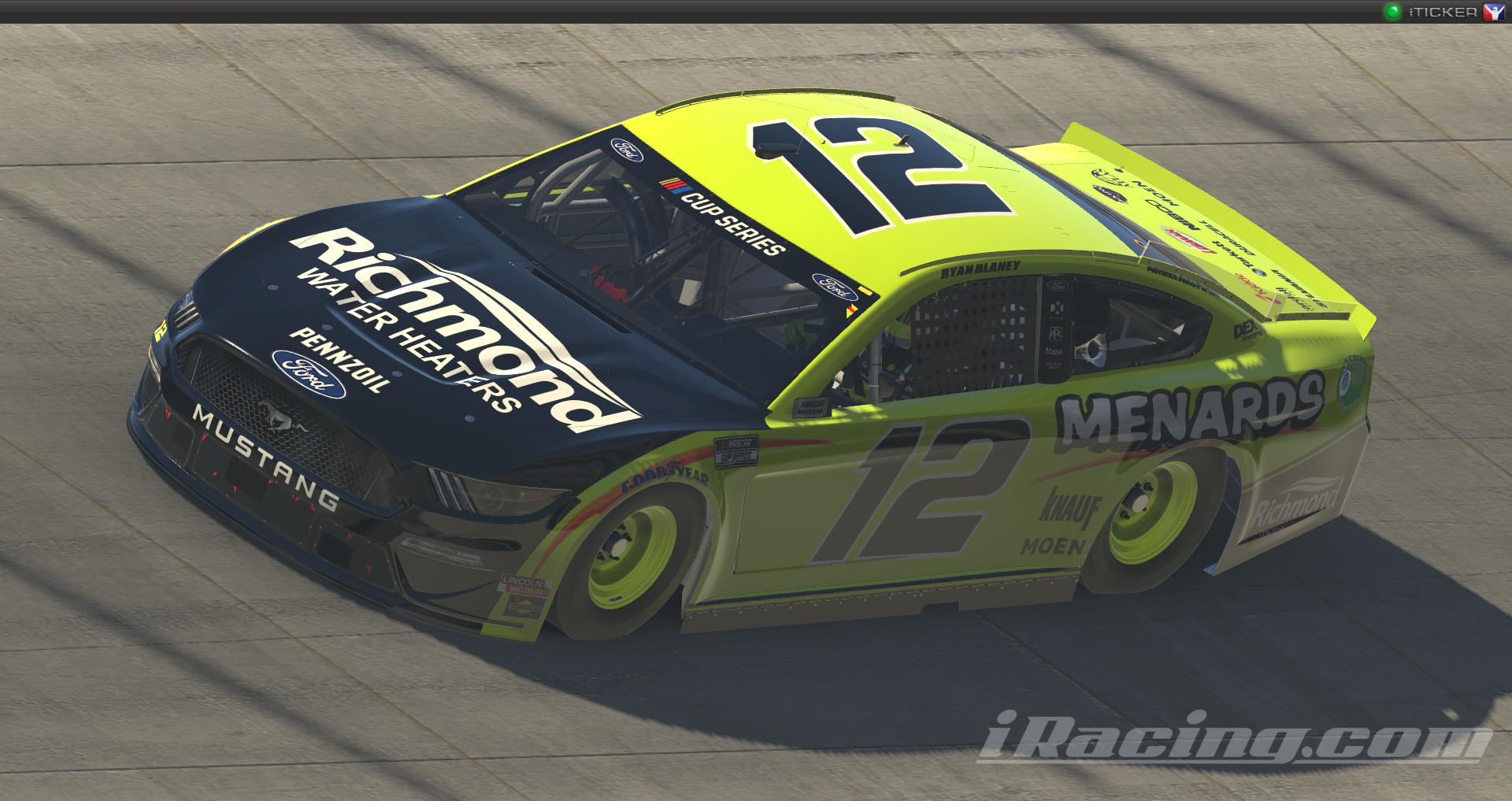 Ryan Blaney #12 Richmond/Menards 2020 NASCAR Cup Series With Custom ...