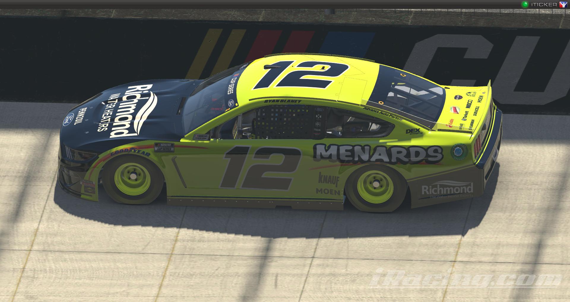Ryan Blaney #12 Richmond/Menards 2020 NASCAR Cup Series With Custom ...