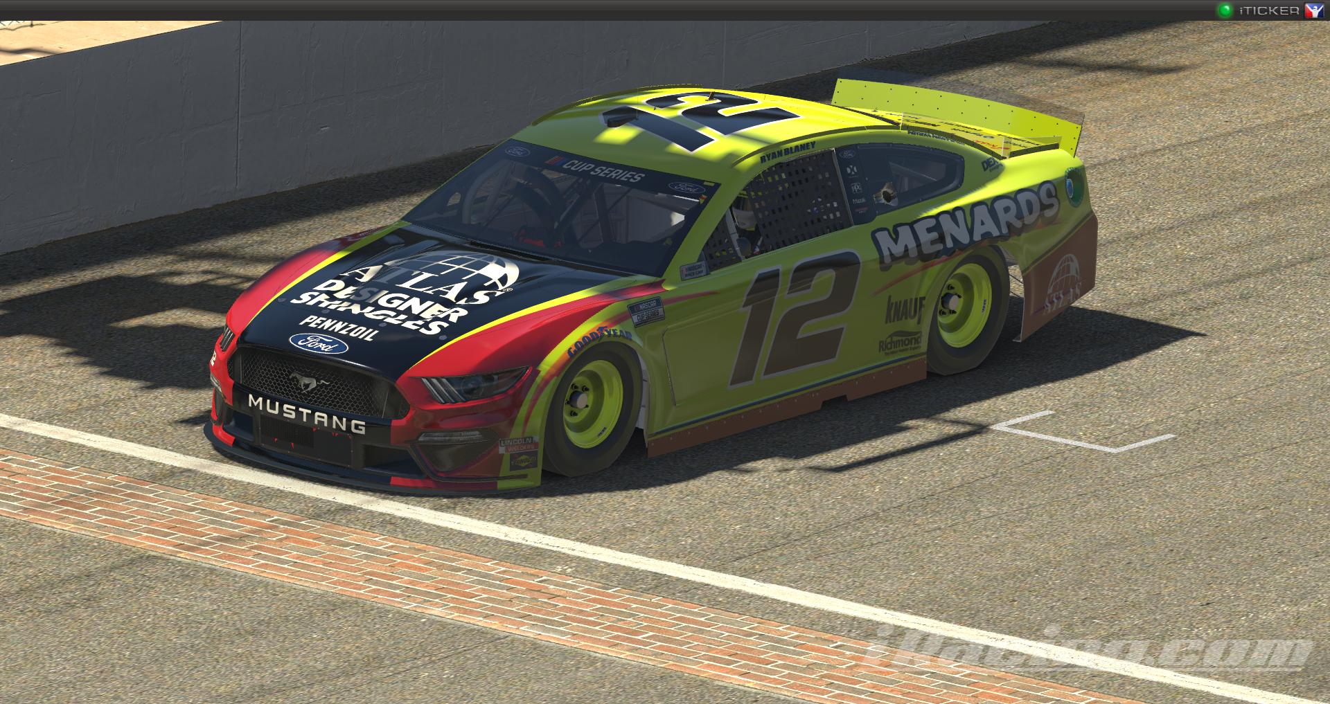 Ryan Blaney #12 Atlas/Menards 2020 NASCAR Cup Series With Custom Number ...