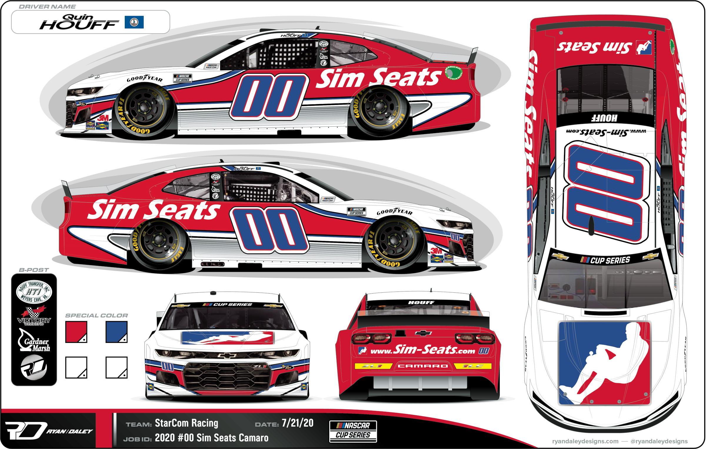 Official 2020 #00 Quin Houff Sim Seats No Numbers by Ryan Daley ...