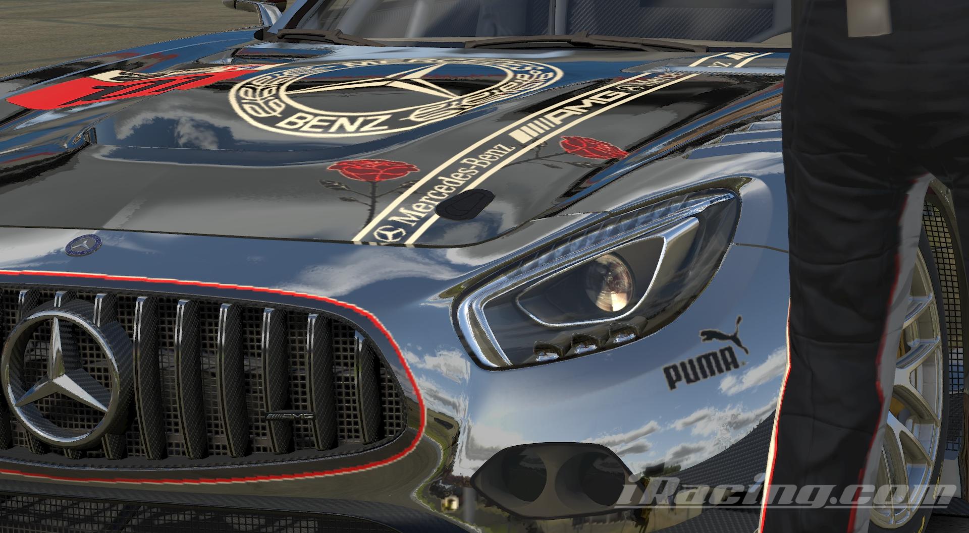 Chrome & Gunmetal Red Rose Edition AMG GT3 by Marshall W. - Trading Paints