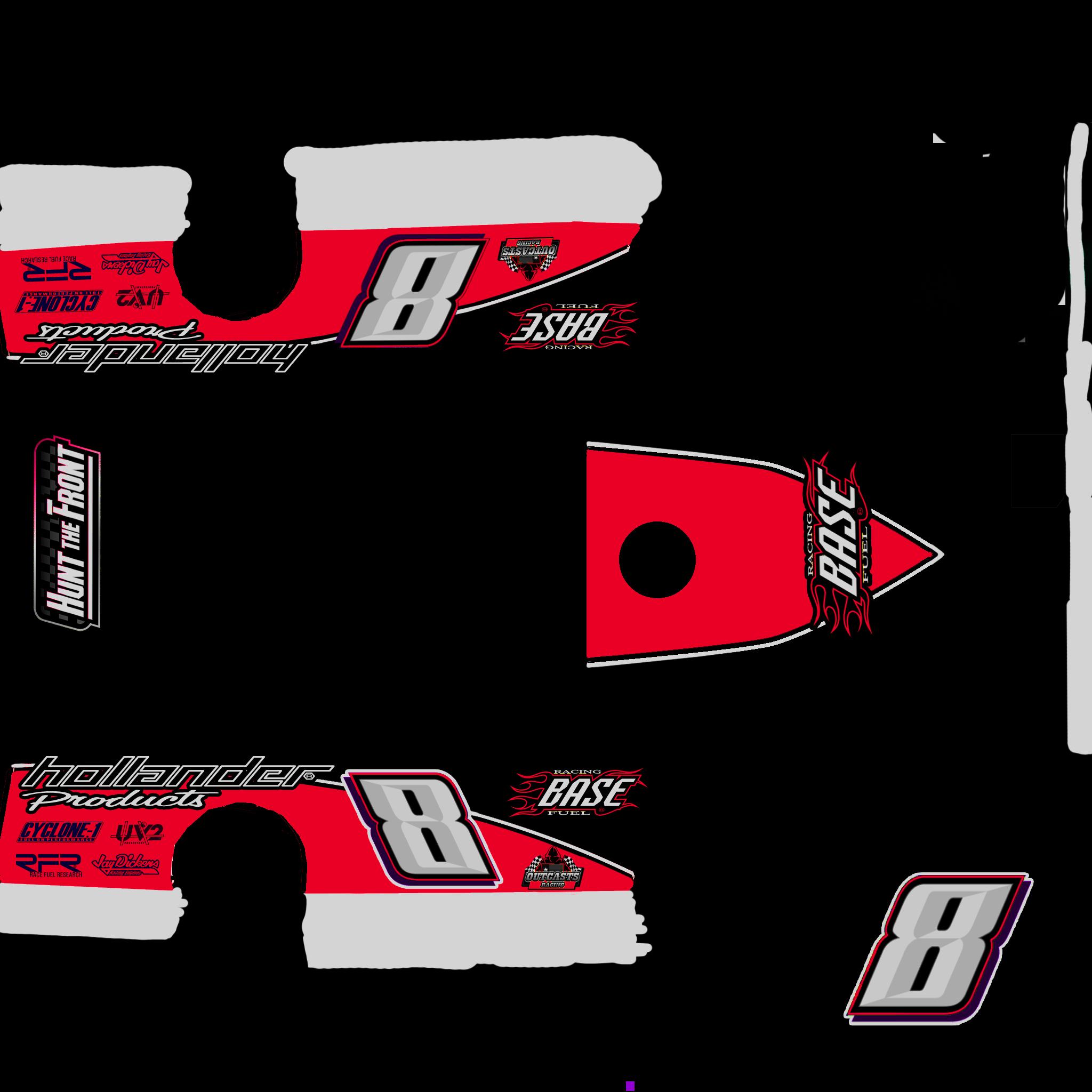 8 CAR Dirt Late Model red by Paul Hollander - Trading Paints