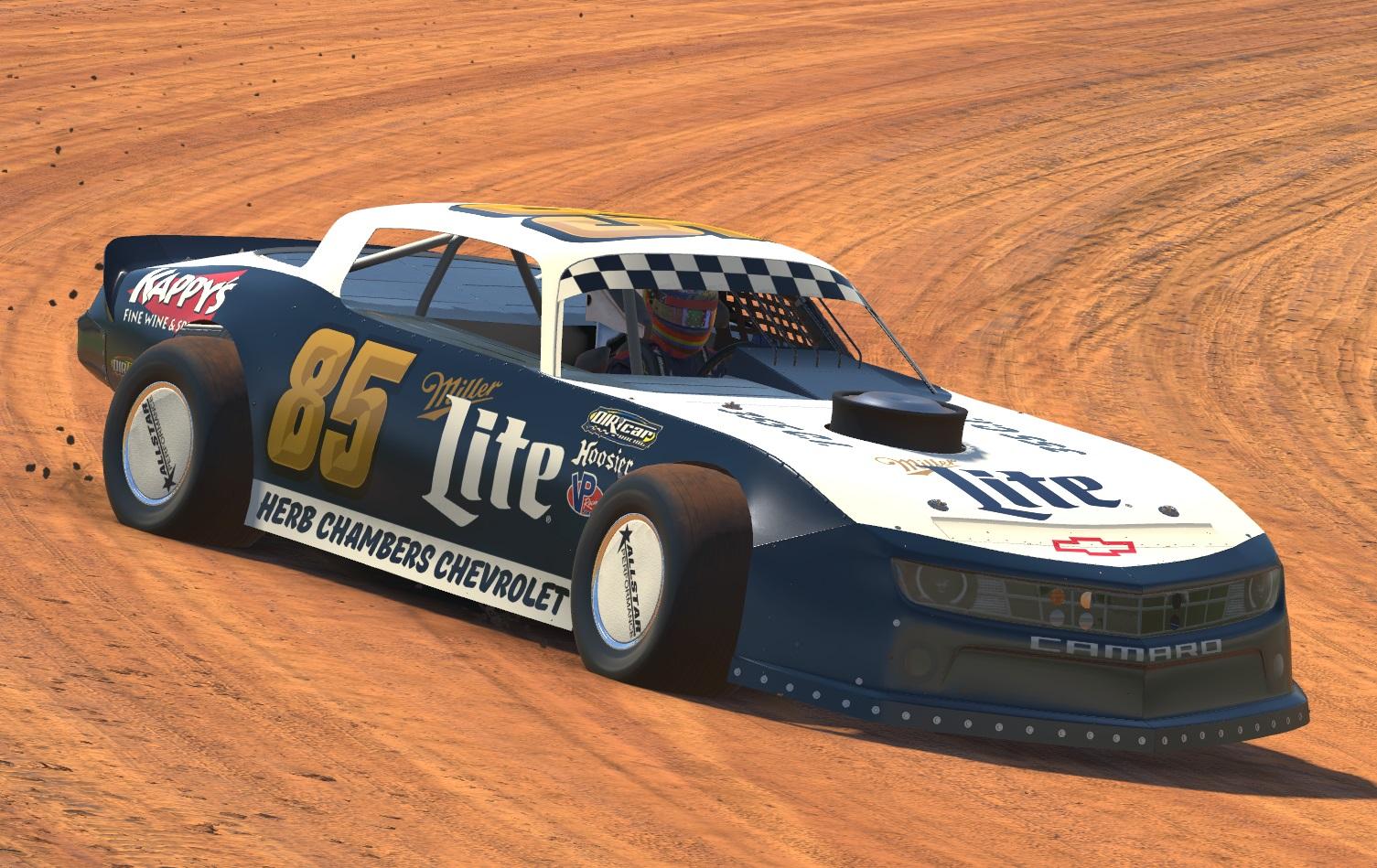 Miller Lite throwback dirt street stock by Derek Gilray - Trading Paints