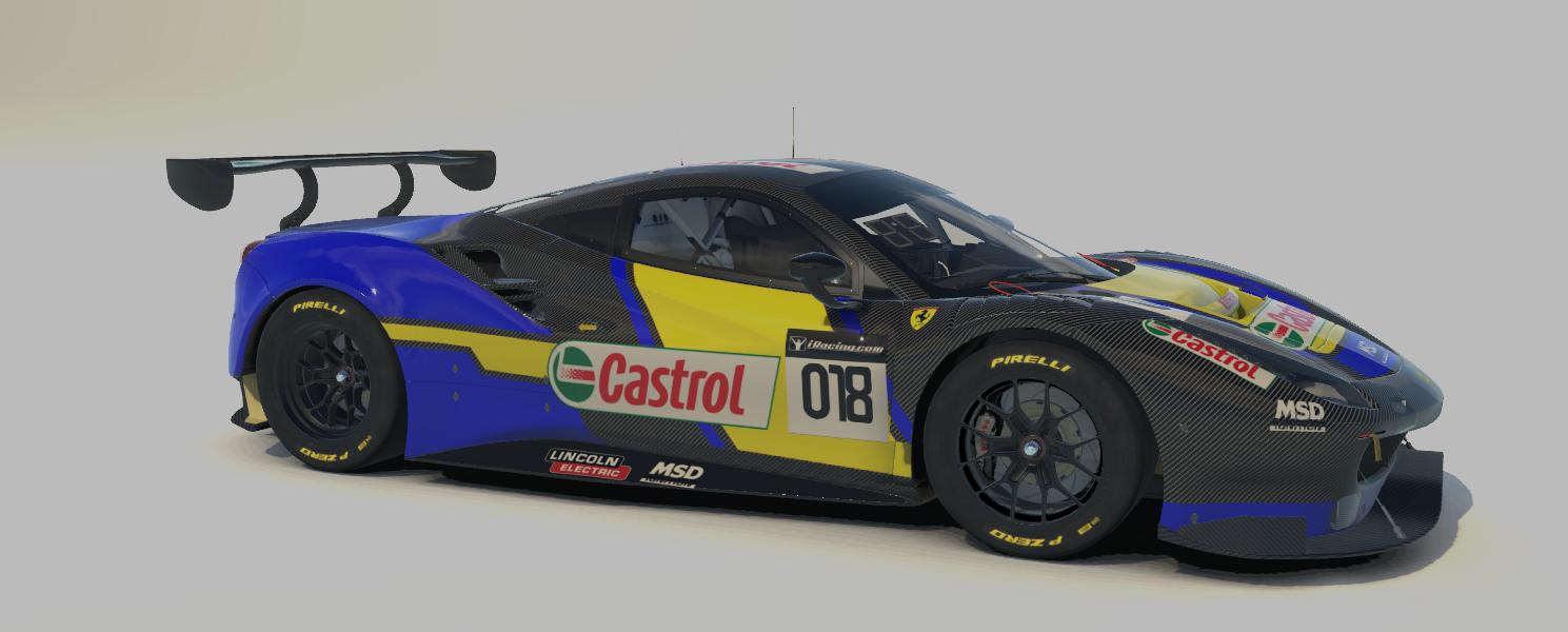CASTROL Ferrari 488 GTE carbon yellow blue by Gene N. - Trading Paints