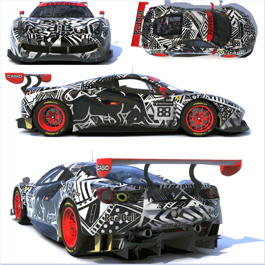 Ferrari 488 GT3 Red Bull Test Livery by Paul V. - Trading Paints