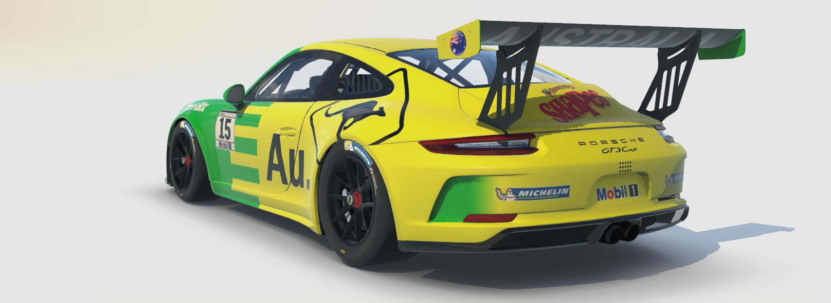 TEAM AUSTRALIA Tribute Livery - Green and Gold/Yellow Porsche Cup Car ...