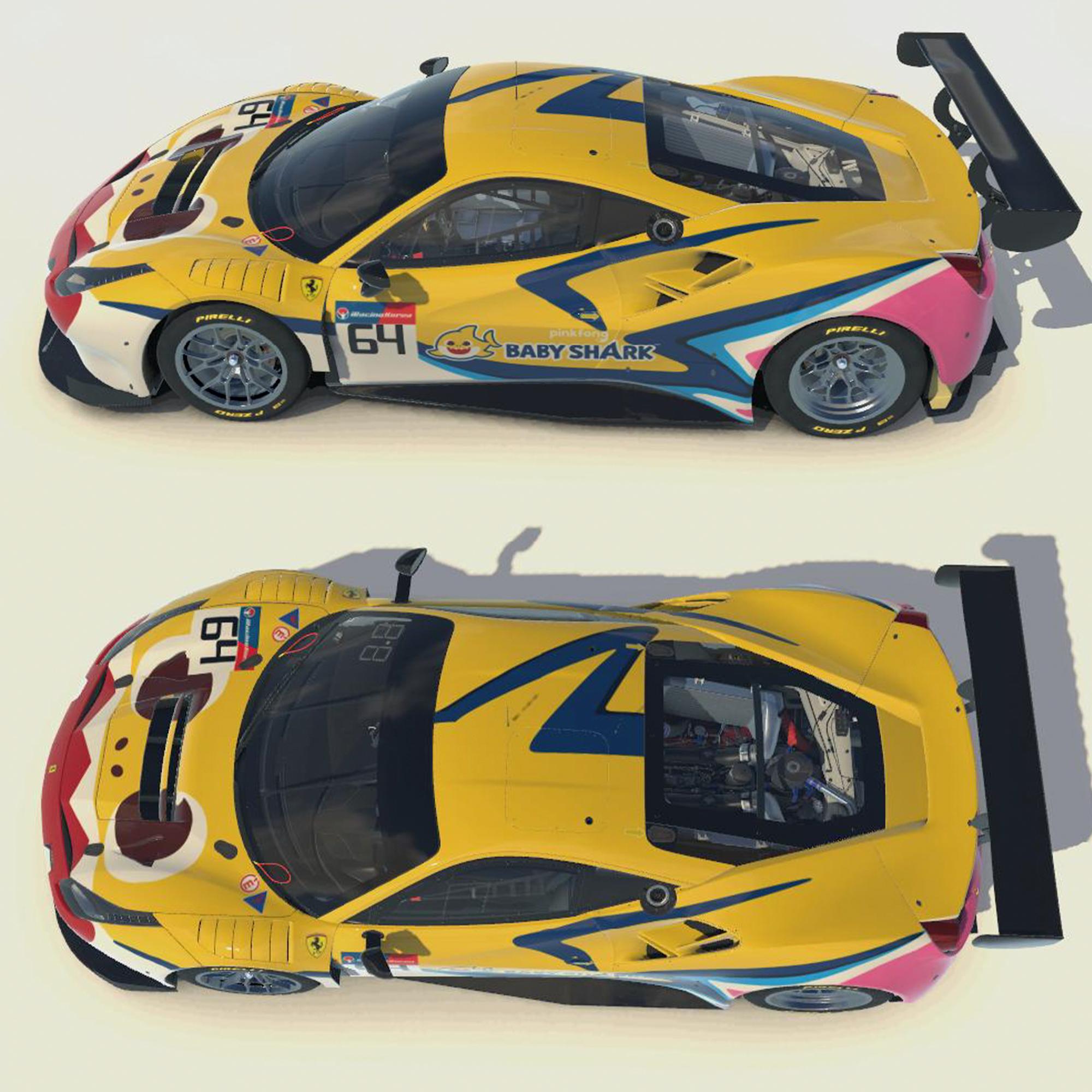 Ferrari 488 GT3 - BABY SHARK Race Car by Yun Sung G. - Trading Paints