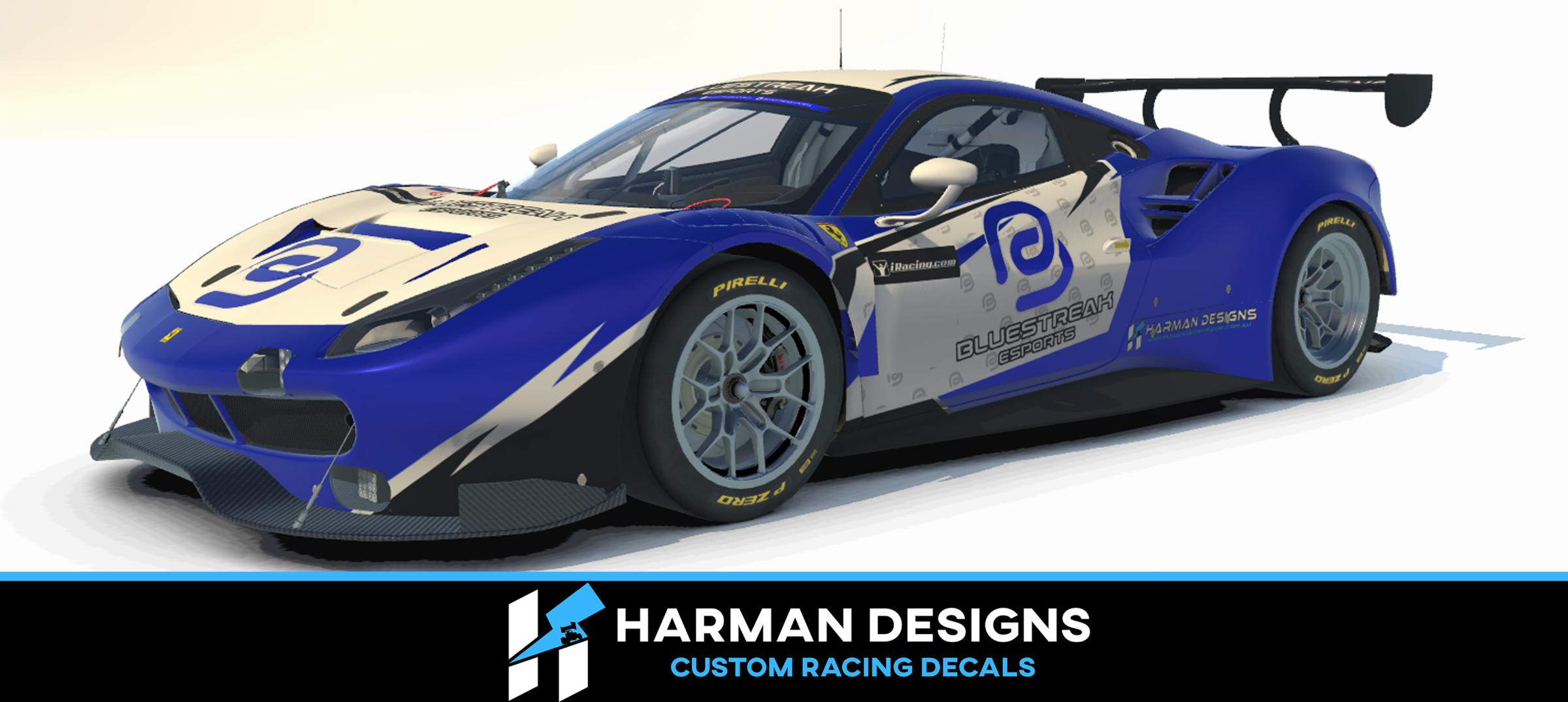 Blue Streak Ferrari 488 GT3 by Keegan Harman - Trading Paints