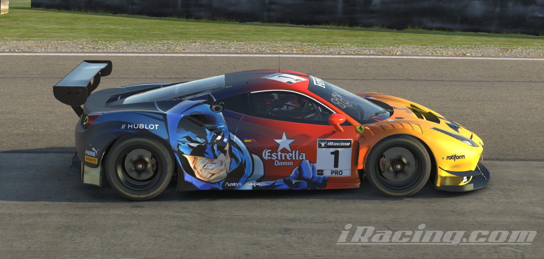 Batman Estrella Damm Ferrari 488 GT3 Evo by Steve J Cass - Trading Paints