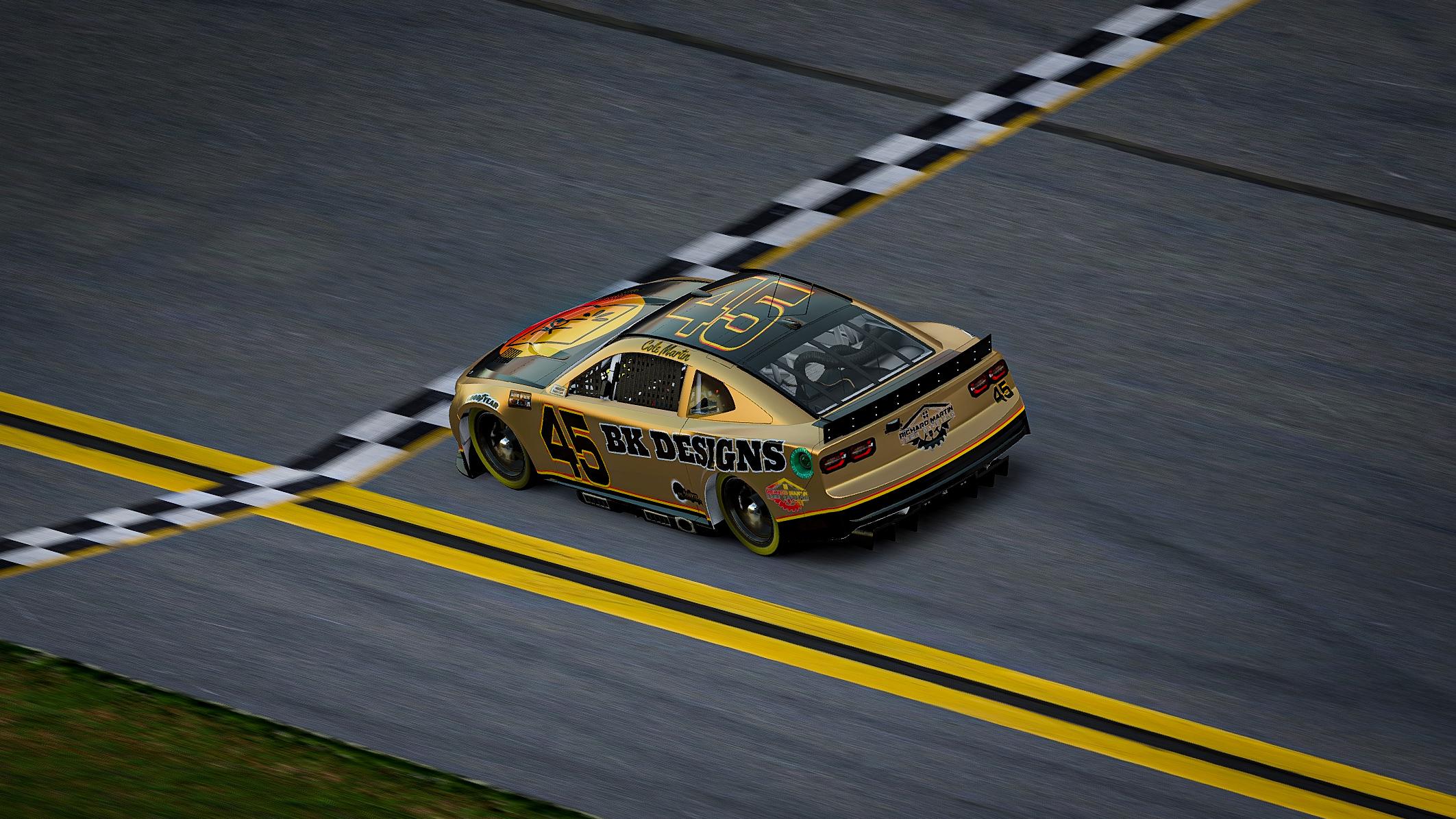 #45 BK Designs BackFire throwback scheme by Noah O. - Trading Paints