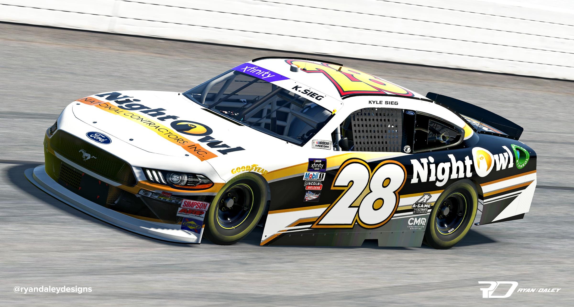 Official 2022 #28 Kyle Sieg Night Owl No Numbers by Ryan Daley ...