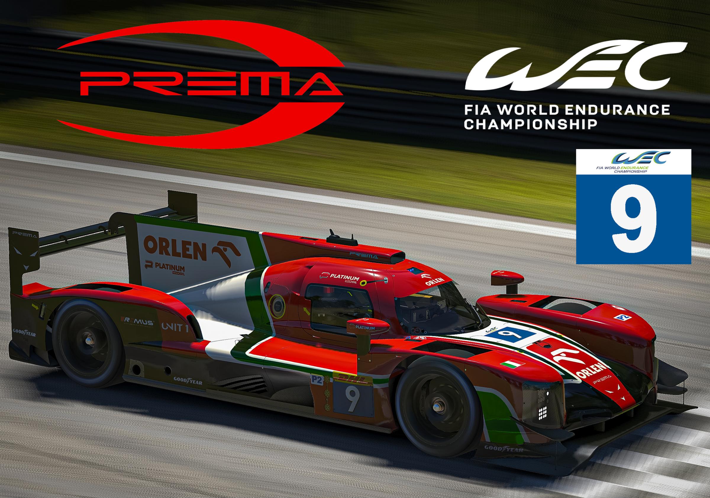 PREMA ORLEN TEAM #9 WEC LMP2 Custom Number by Nate Dean - Trading Paints