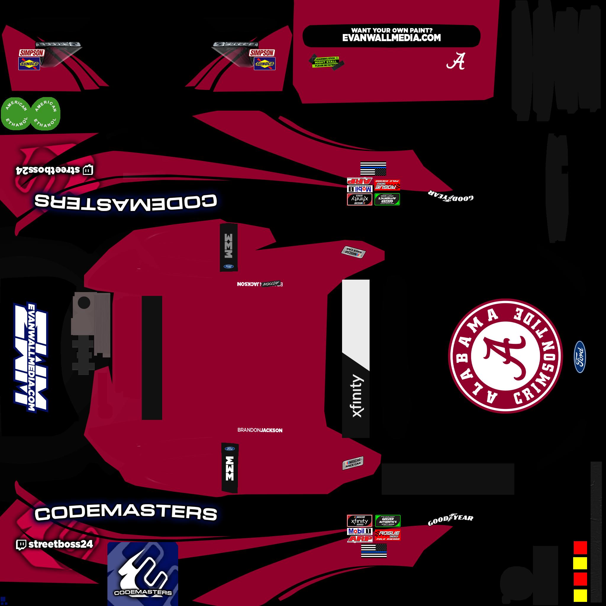 BJackson Mustang Roll Tide by Evan Wall - Trading Paints