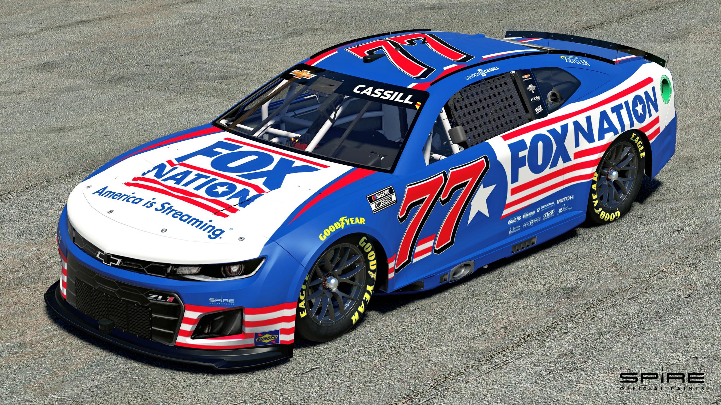 Official 2022 #77 Landon Cassill Fox Nation No Numbers by Spire ...
