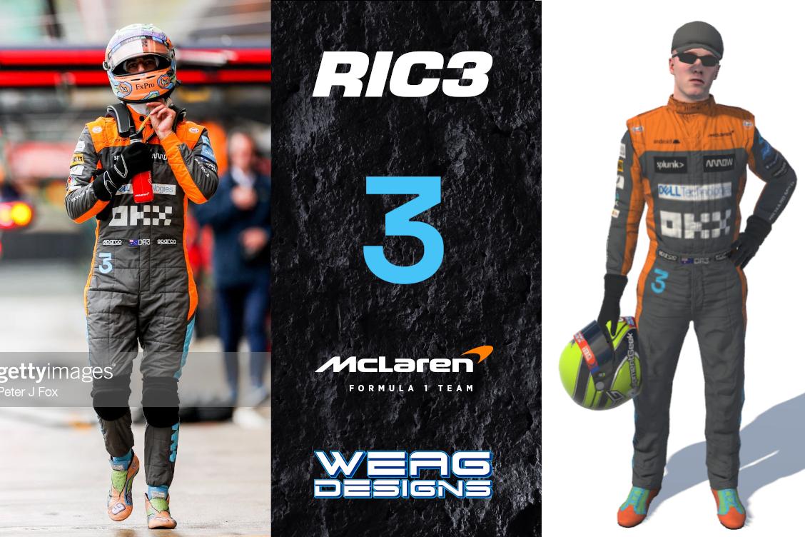 Daniel Ricciardo McLaren F1 Suit by Wes Gallo - Trading Paints