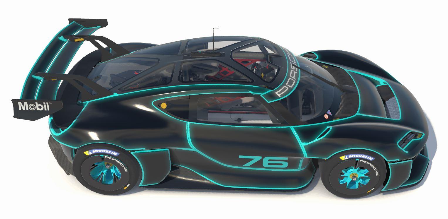 Porsche Mission R TRON Edge Glow Teal by Scott Lear - Trading Paints