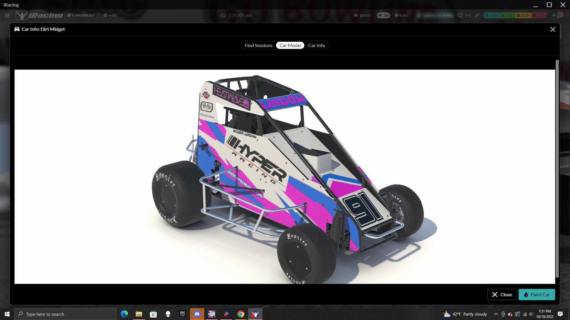 Ryder Lindow Hyper Racing 213simwear.com micro by Evan Amidon - Trading Paints