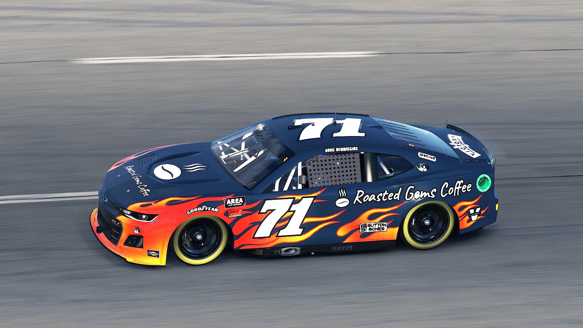 Doug Newbigging #71 Roasted Gems Coffee Grey Flames for AREA Cup Series ...