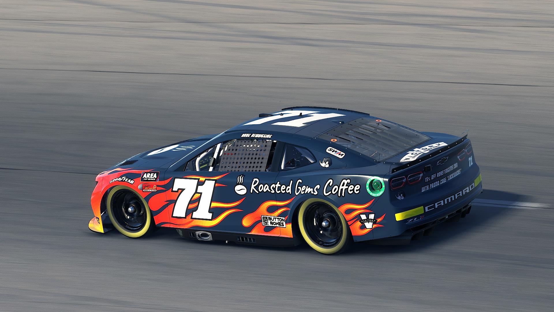 Doug Newbigging #71 Roasted Gems Coffee Grey Flames for AREA Cup Series ...