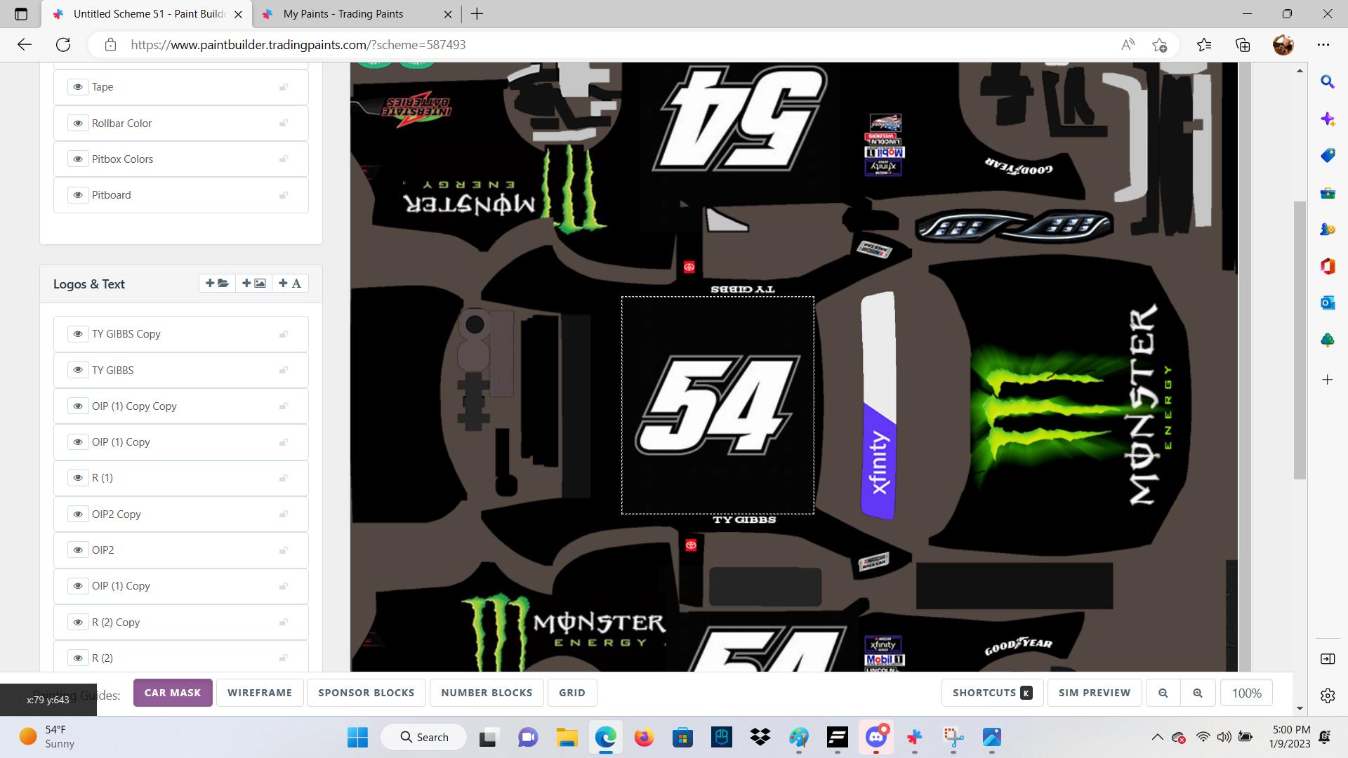 Ty Gibbs 2022 54 by Jakob Peterson - Trading Paints