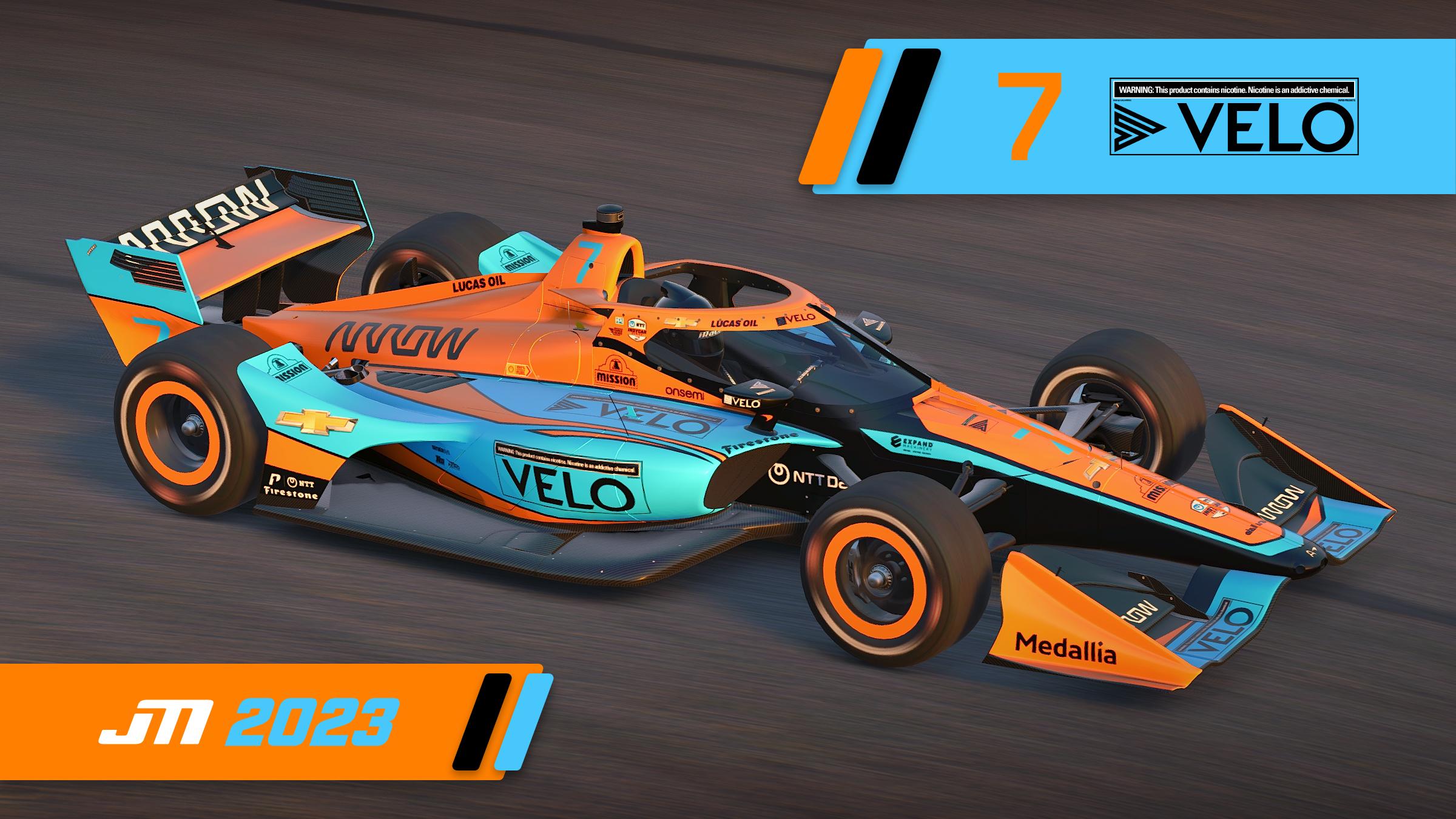 2023 Alexander Rossi #7 Velo Dallara IR18 with Custom Number by Jeff McKeand - Trading Paints