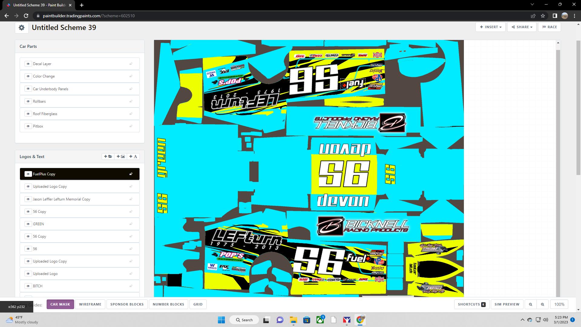 Devon Green #56 BBM by Devon Green - Trading Paints