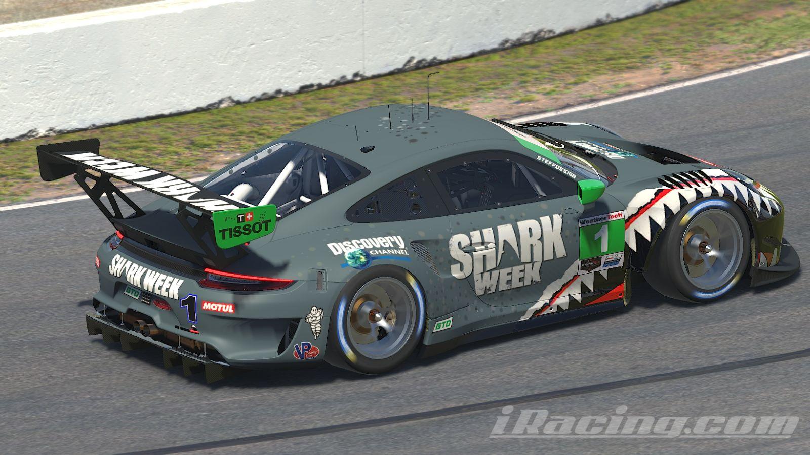 Shark week Porsche 911 GT3R by Stephane Parent - Trading Paints