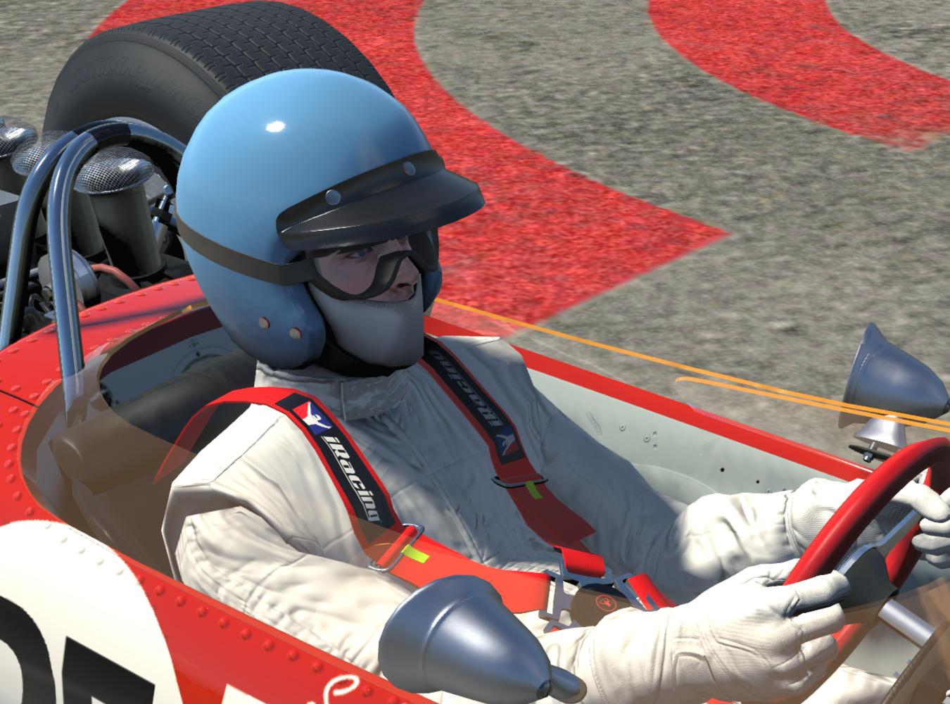 Lotus 49 helmet in light blue with red belts by Bruce Johnson - Trading ...