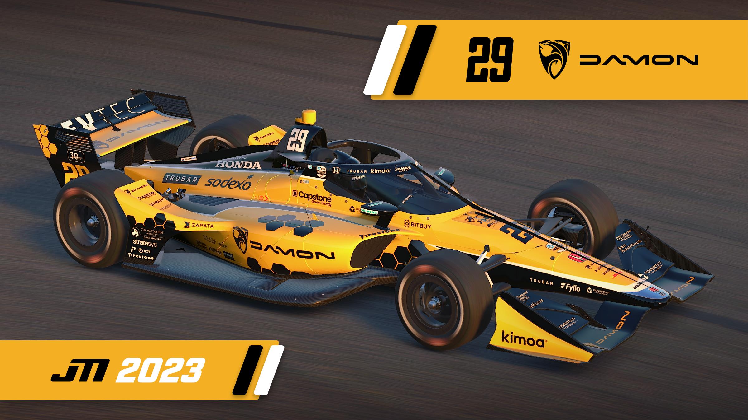 2023 Devlin DeFrancesco #29 Damon Motorcycles Dallara IR18 with Custom ...