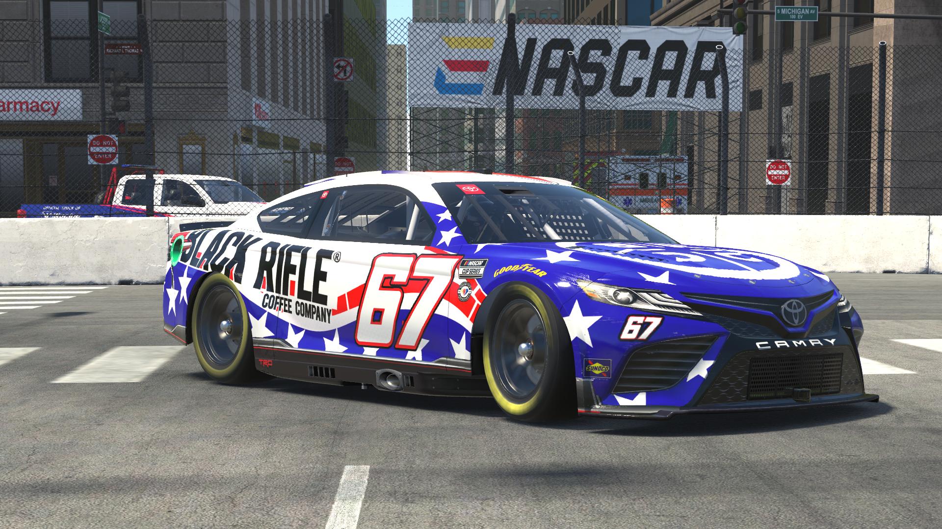 Kurt Busch 2023 Black Rifle Coffee Company 23XI #67 4th of July Concept ...