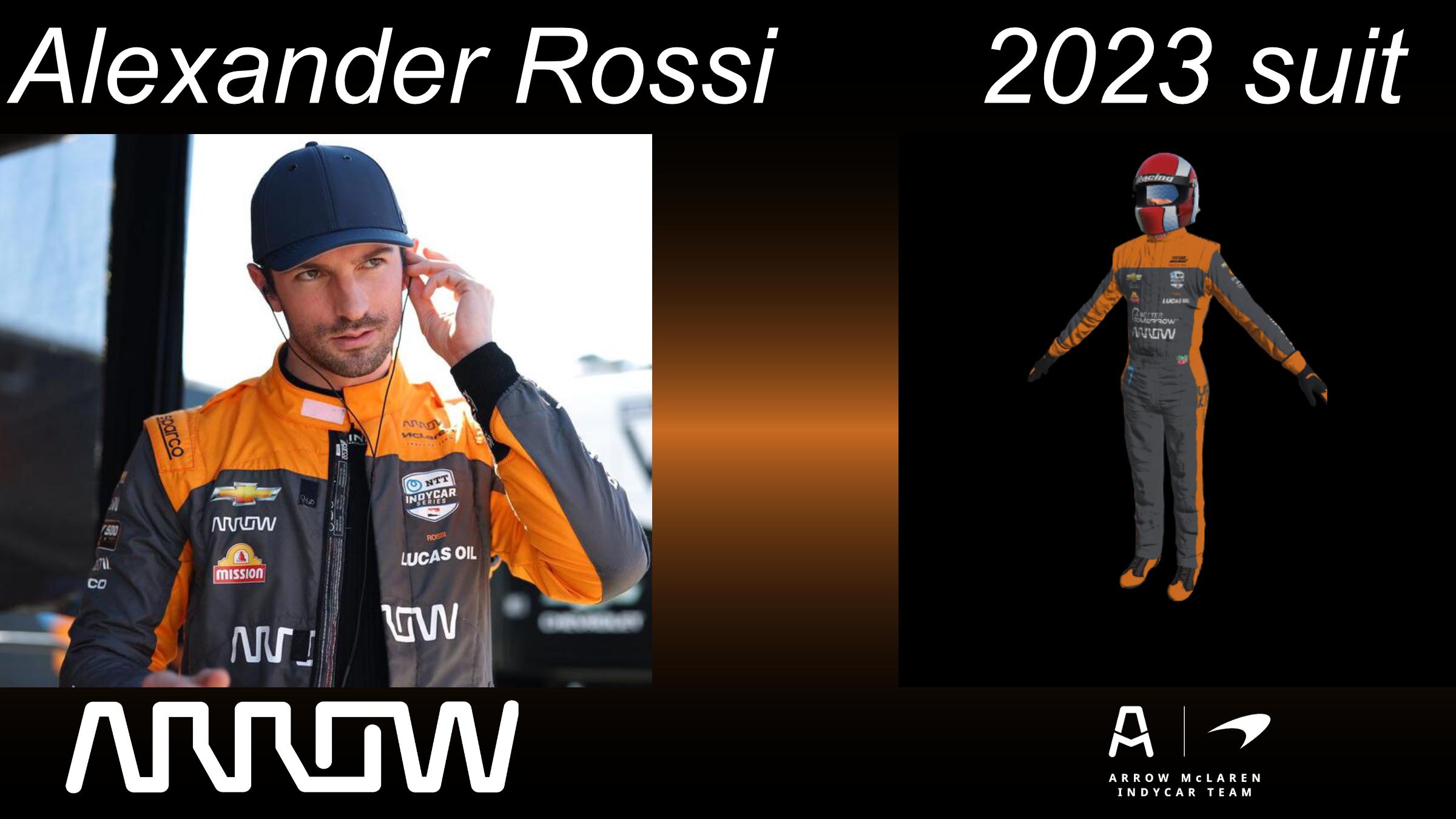 Alex Rossi 2023 Arrow McLaren suit by Steven Meehan - Trading Paints