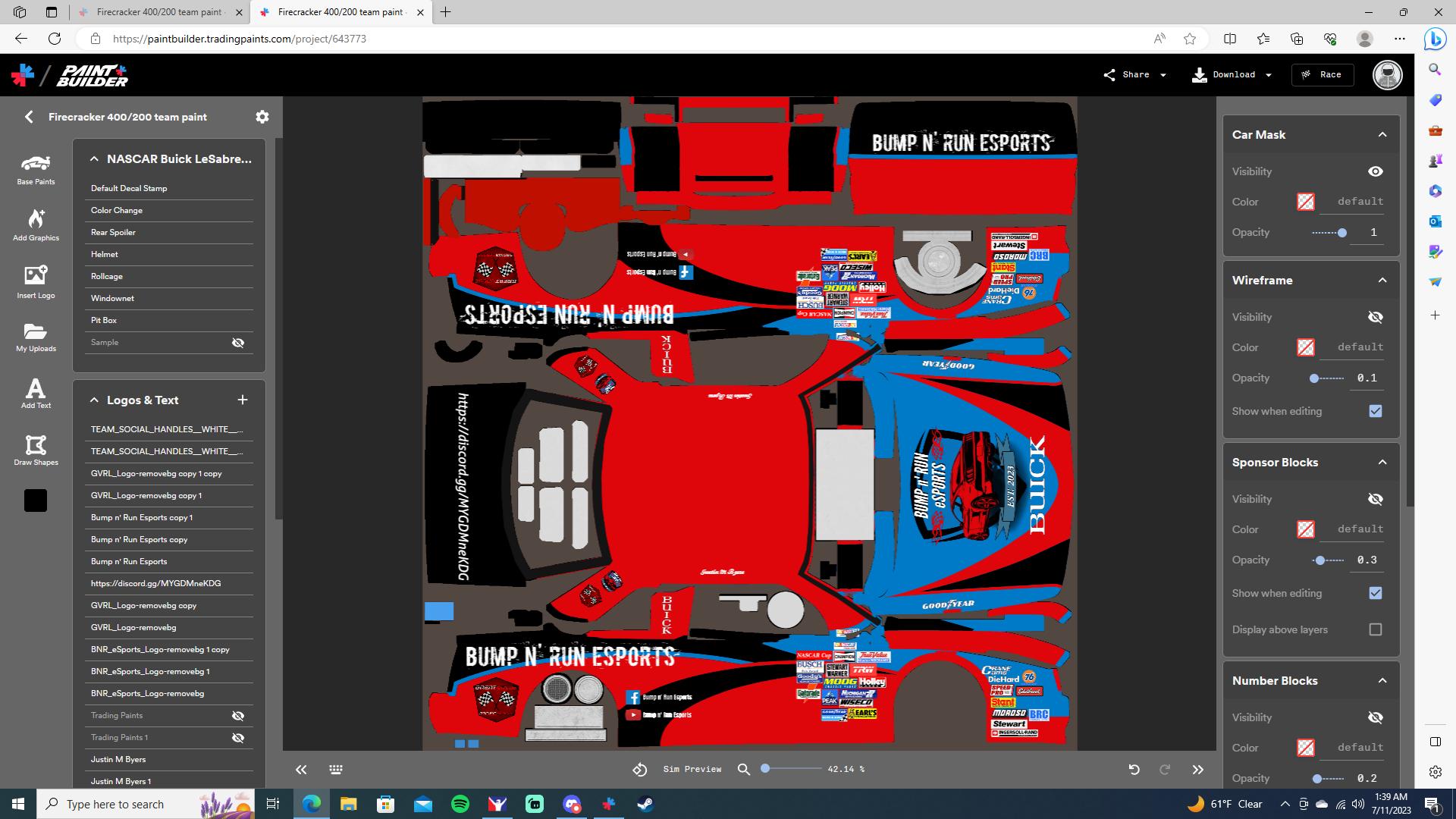 Firecracker 400/200 team paint by Justin M Byers - Trading Paints