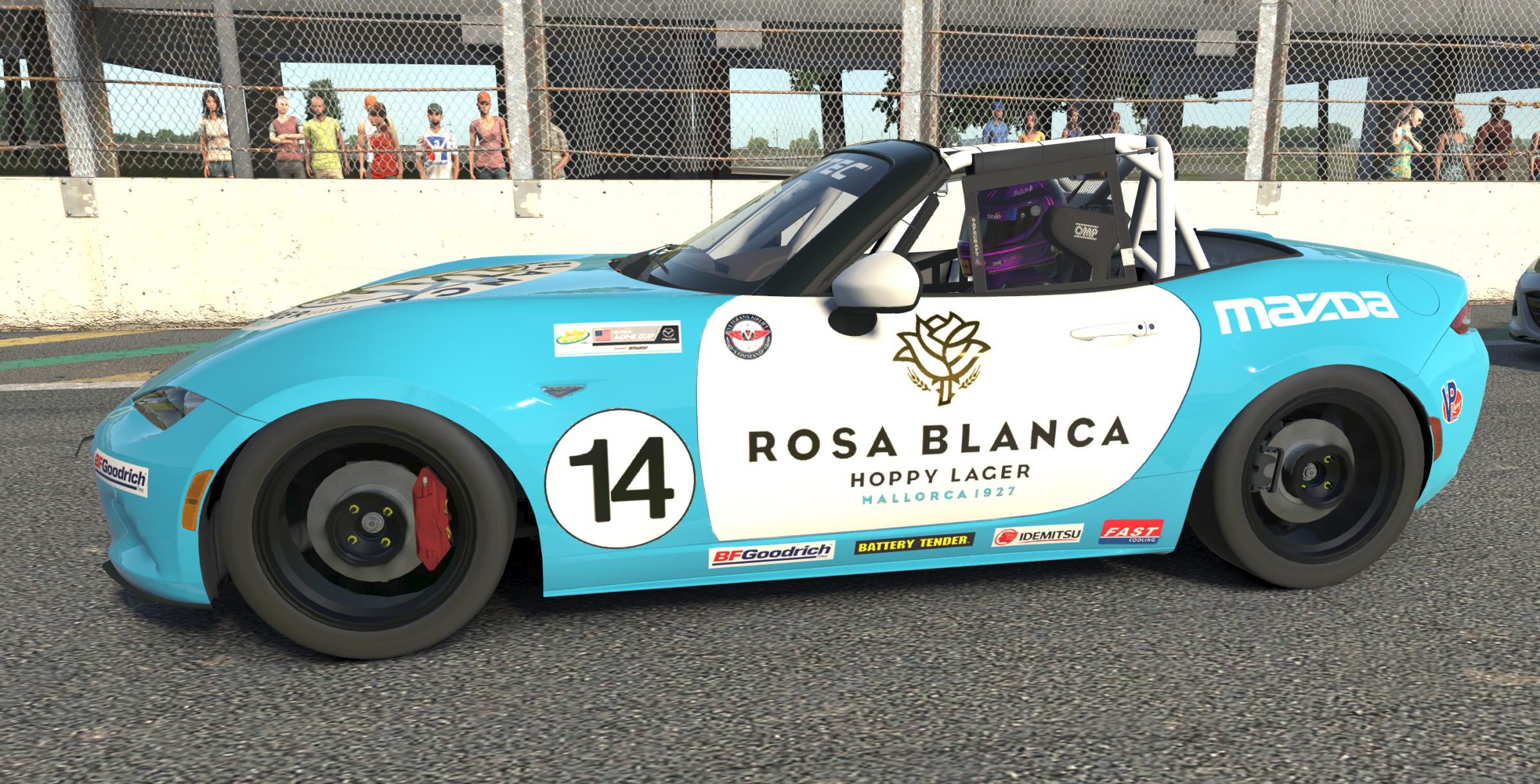 Rosa Blanca sponsored MX-5 by Adam Durrant - Trading Paints