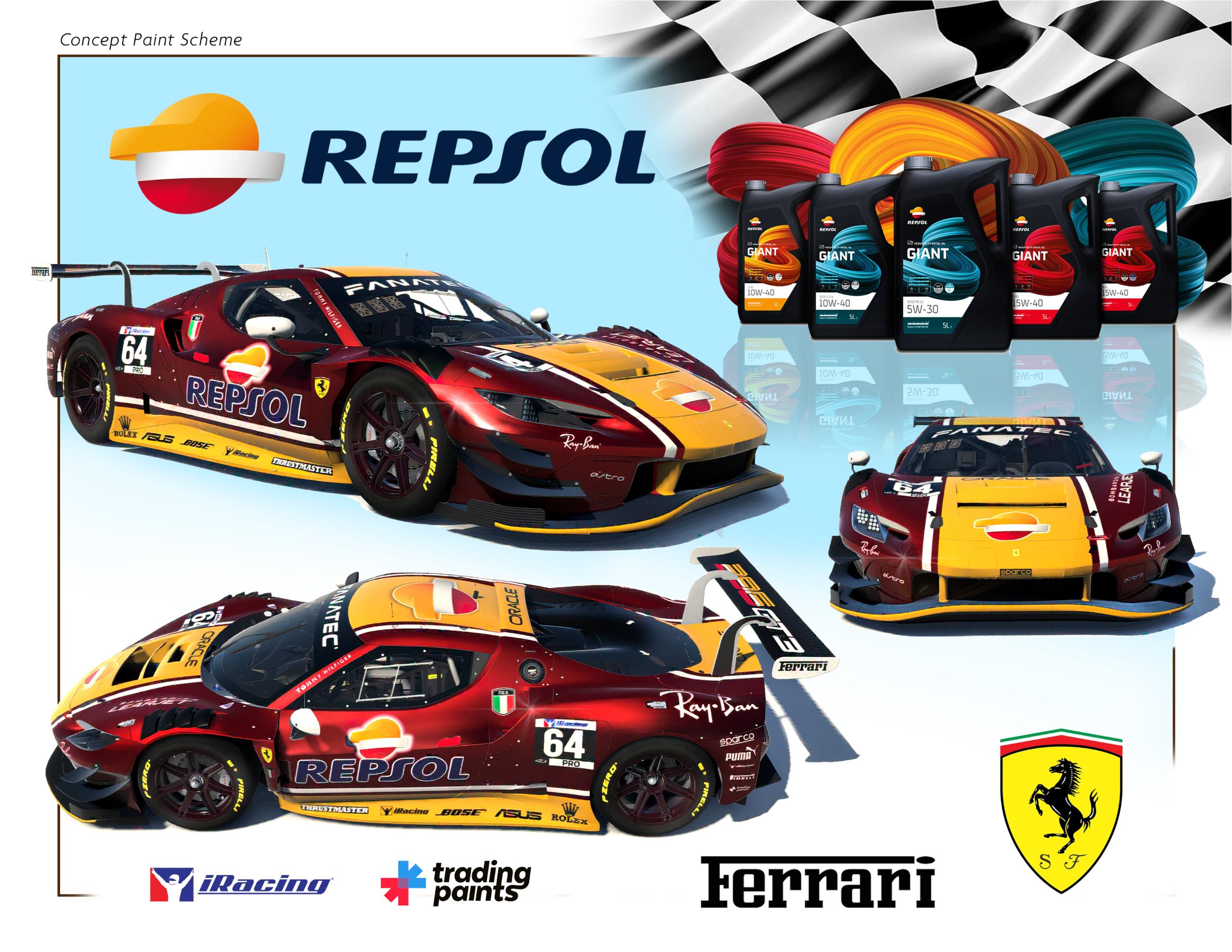 Repsol – Ferrari 296 GT3 by Doug Hunt Sr - Trading Paints