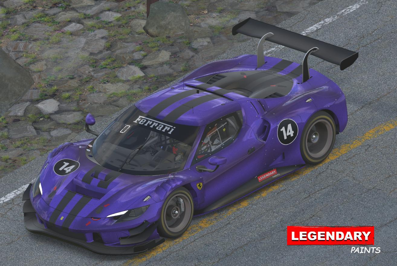 Pearlescent Metal Flake Purple with Carbon Fiber Stripes Ferrari 296 ...