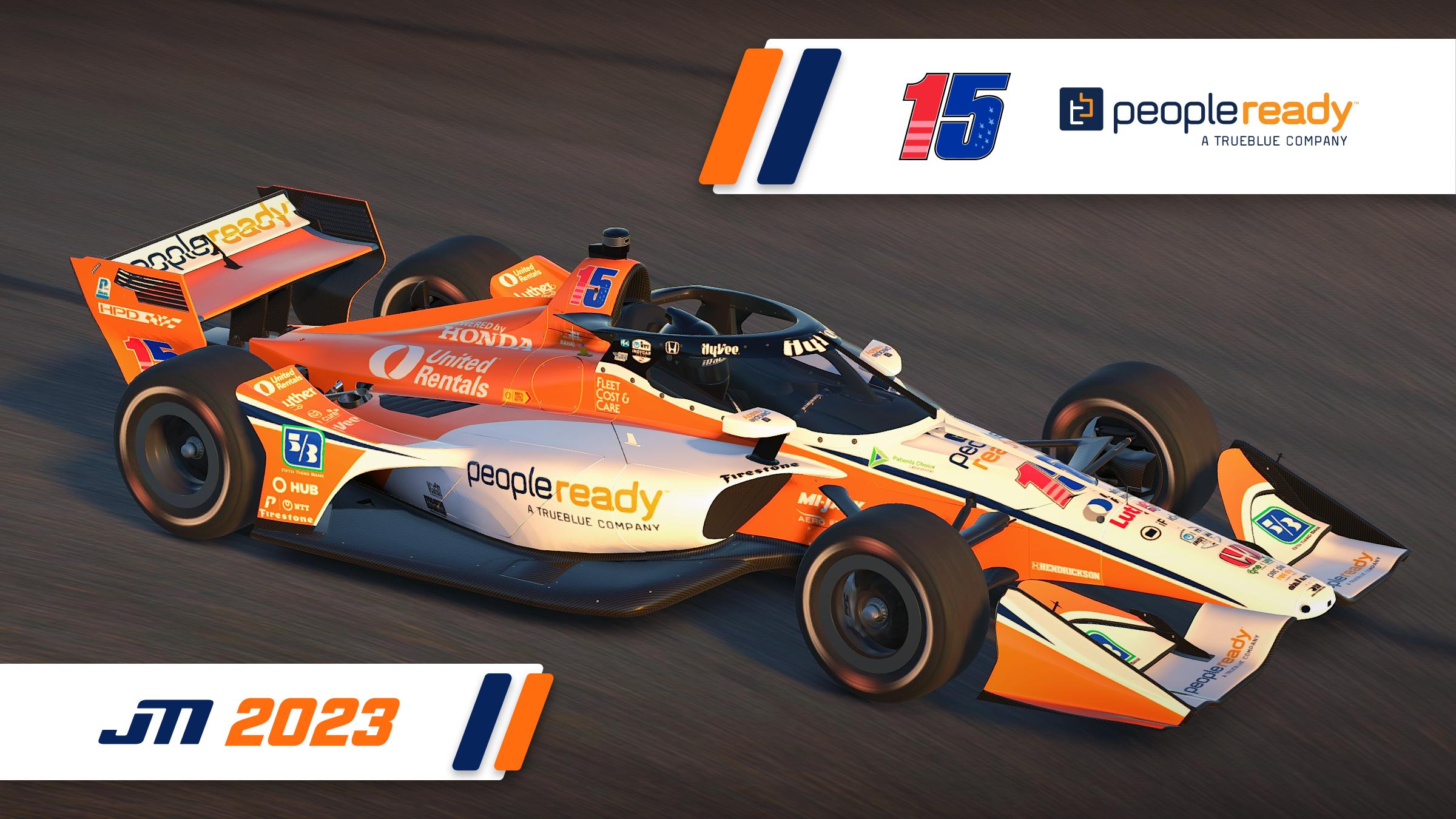 2023 Graham Rahal #15 PeopleReady Dallara IR18 with Custom Number by Jeff McKeand - Trading Paints