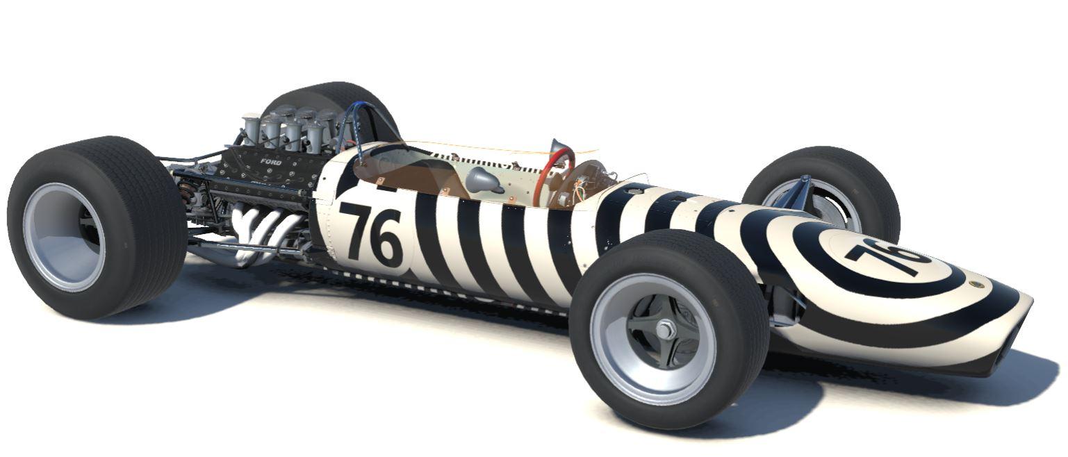 Lotus 49 Spiral Black and White Vertigo by Scott Lear - Trading Paints