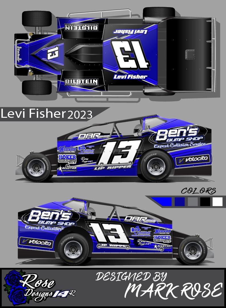 Levi Fishers2024s1 big block modified wrap by Mark R Rose - Trading Paints
