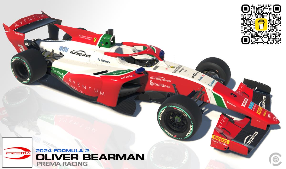 2024 F2 Oliver Bearman - Prema #3 by Paul R Chaloner - Trading Paints