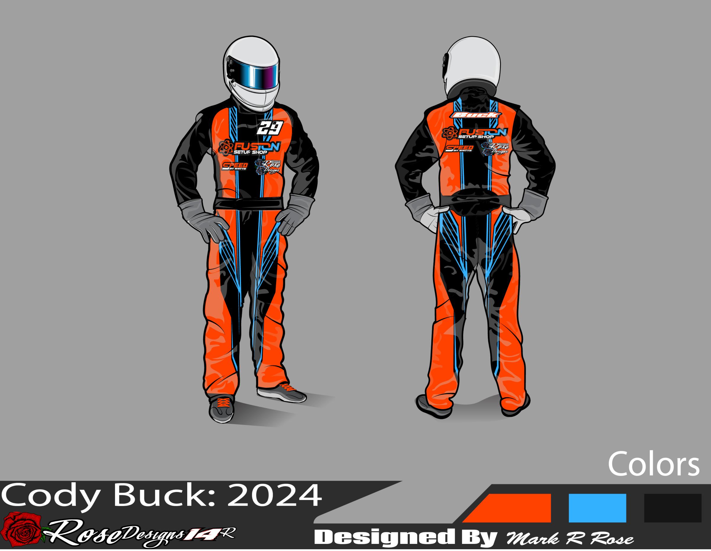 Cody Bucks 2024s2 fire suit design by Mark R Rose - Trading Paints