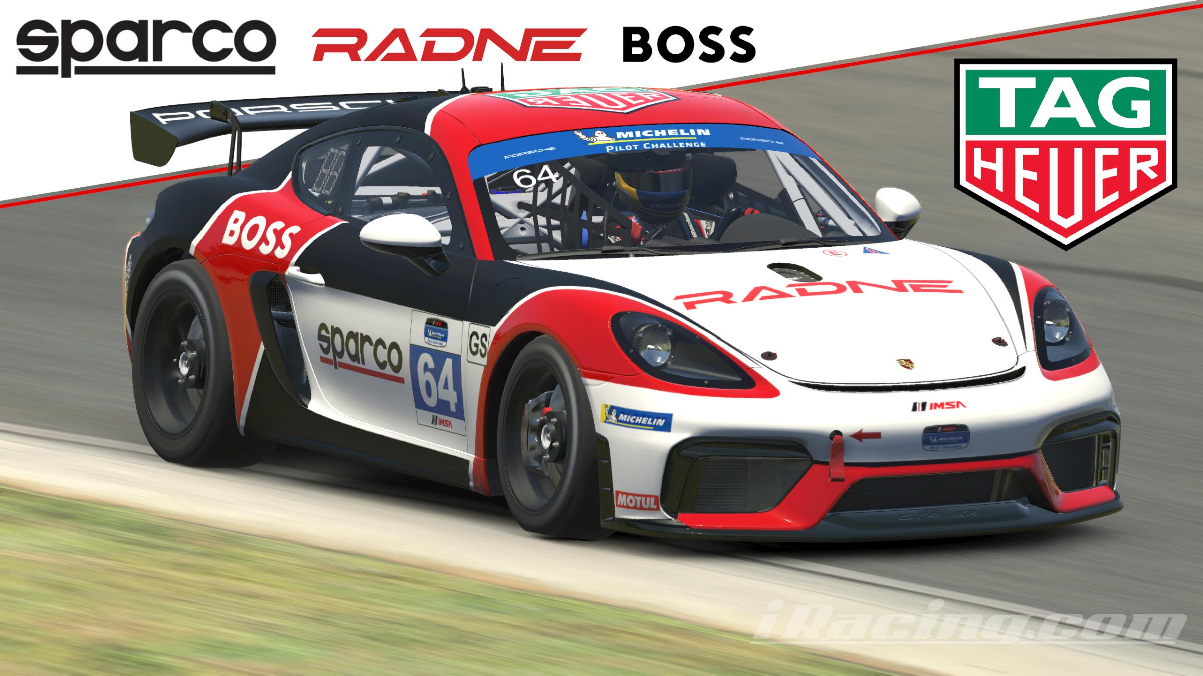 Porsche GT4 SPARCO-RADNE-BOSS-TAG HEUER by Jesper Lindman - Trading Paints